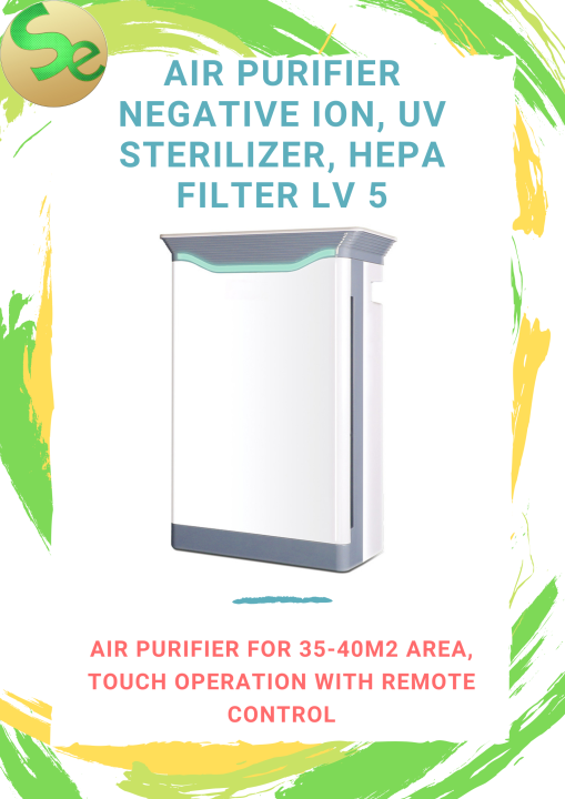 Air Purifier Hepa Filter UV Sterilization PM 2.5 Detection 35-40m2 Area ...