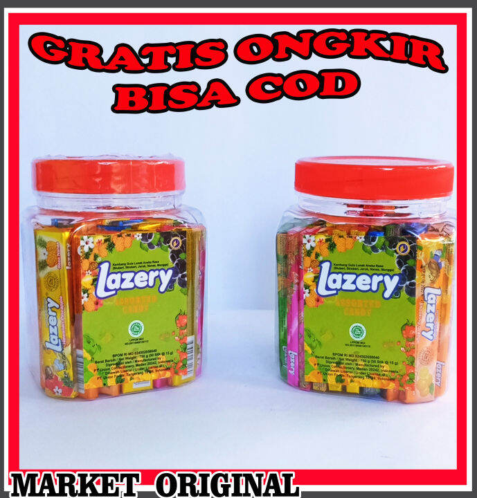 1 TOPLES PERMEN LAZERY CANDY ISI 50 PCS / PERMEN ANEKA RASA BUAH ...