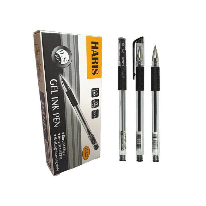PULPEN JEL 1 PAK WARNA HITAM HARIS H-802 | BOLPEN GEL 1 PACK | Lazada Indonesia