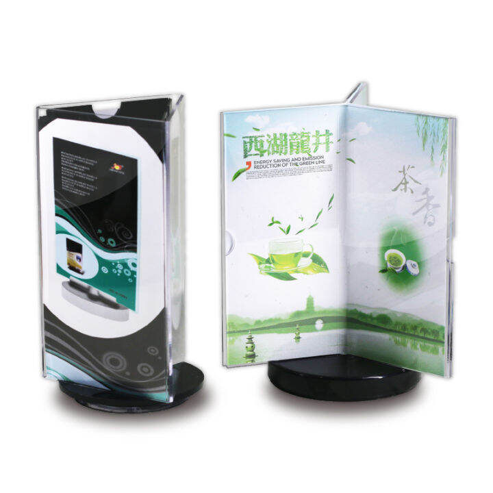Acrylic rotating table card with transparent drinks cards on six sides ...