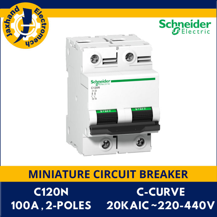 Schneider Miniature Circuit Breaker 100A, 2Poles, 20KAIC, 220V~415VAC ...