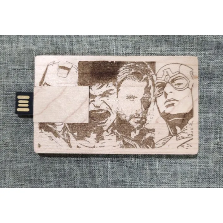 USB Flashdrive Wood, Personalized Engraved Wooden Flat Flashdrive ...