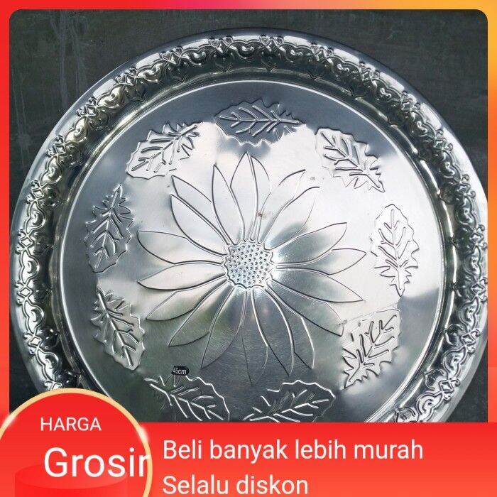 nampan stainless bulat 45cm jumbo tebal | Lazada Indonesia