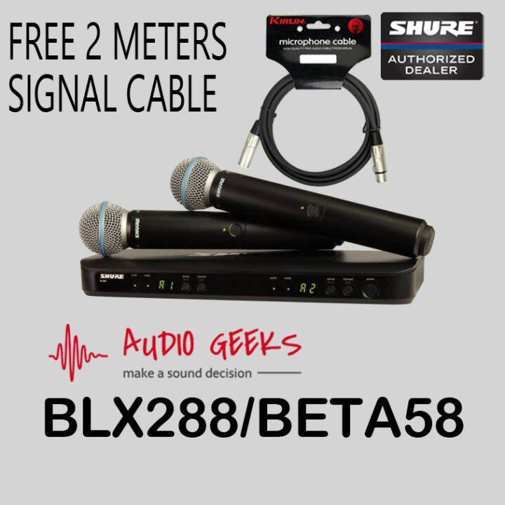 SHURE BLX288/B58 WIRELESS MICROPHONE DUAL VOCAL SYSTEM WITH TWO BETA 58A | Lazada