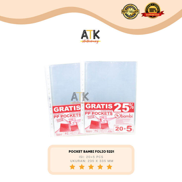 Glass Clear PP Pocket Bambi Ukuran F4 atk | Lazada Indonesia