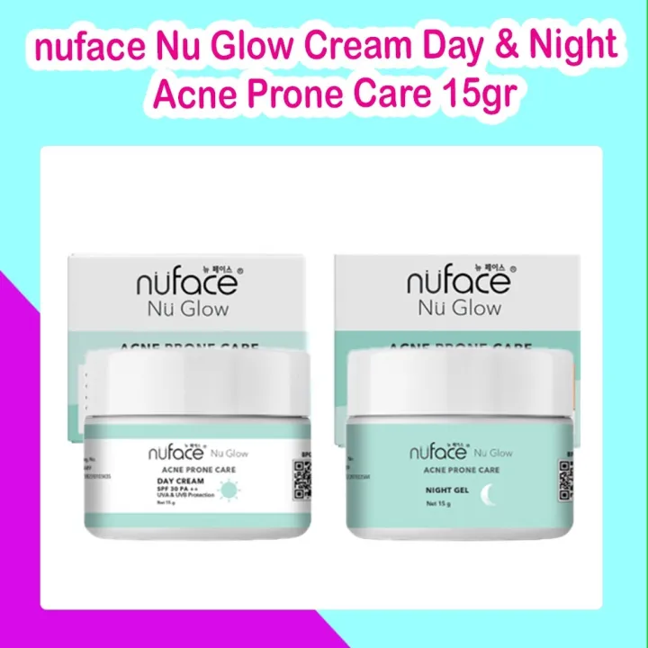 NUFACE Nu Glow Cream Day & Night Acne Prone Care 15gr - Cream Untuk ...