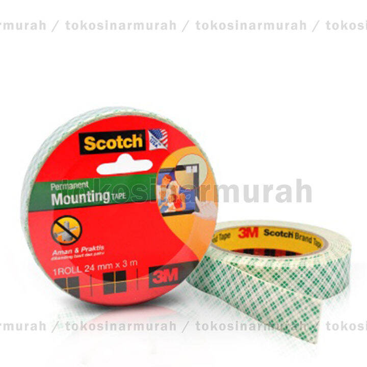 Double Tape 3M Scotch Permanent Mounting Tape 24 mm X 3 m | Lazada Indonesia