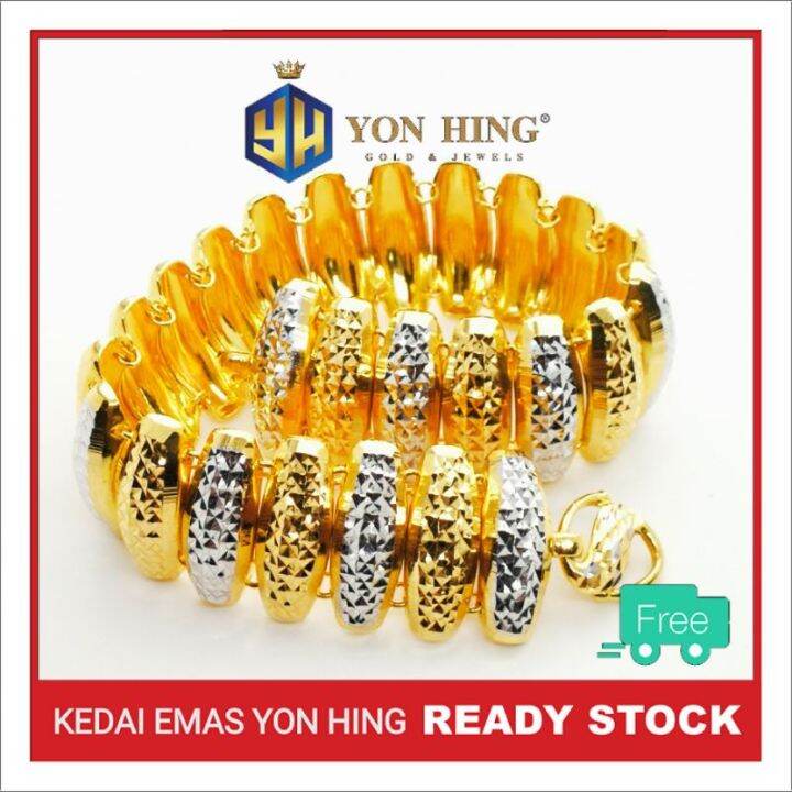 Rantai Tangan 2 Tone Dewasa Emas 916 25.55G Yon Hing | Lazada