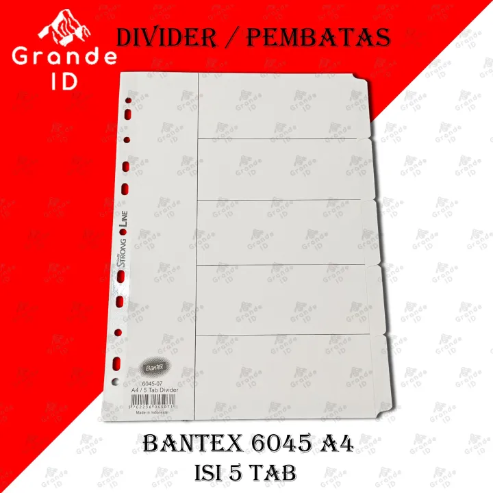 DIVIDER BANTEX 6045 A4 ISI 5 TAB INDEX PEMBATAS FILE | Lazada Indonesia