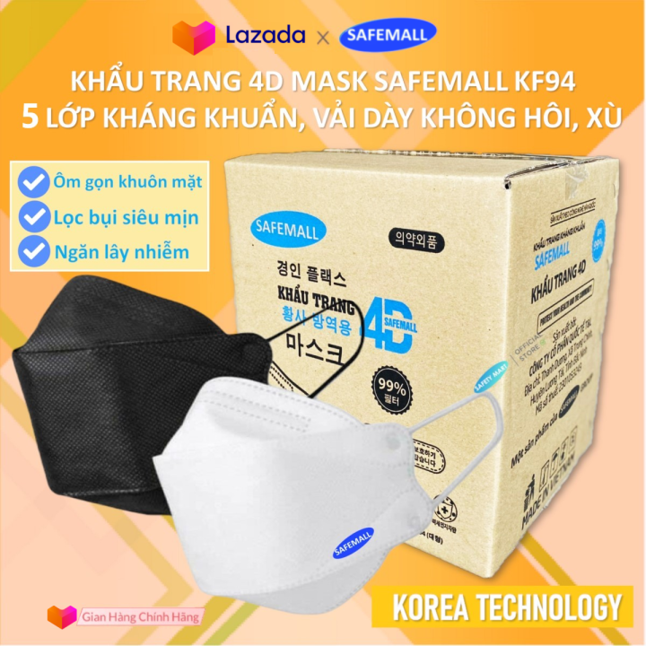 [5 LỚP FILTER] Thùng 300/200 Khẩu trang y tế KF94 SafeMall 5 lớp lọc Premium N99+ Korea ...