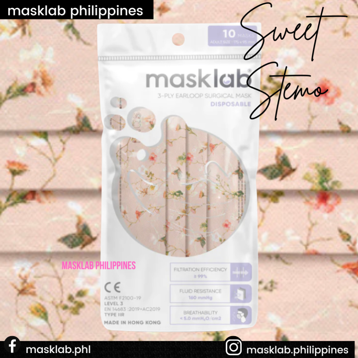 masklab : SWEET STEM : ADULT 3-PLY SURGlCAL MASK 2.0 ( POUCH OF 10PCS ) | Lazada PH
