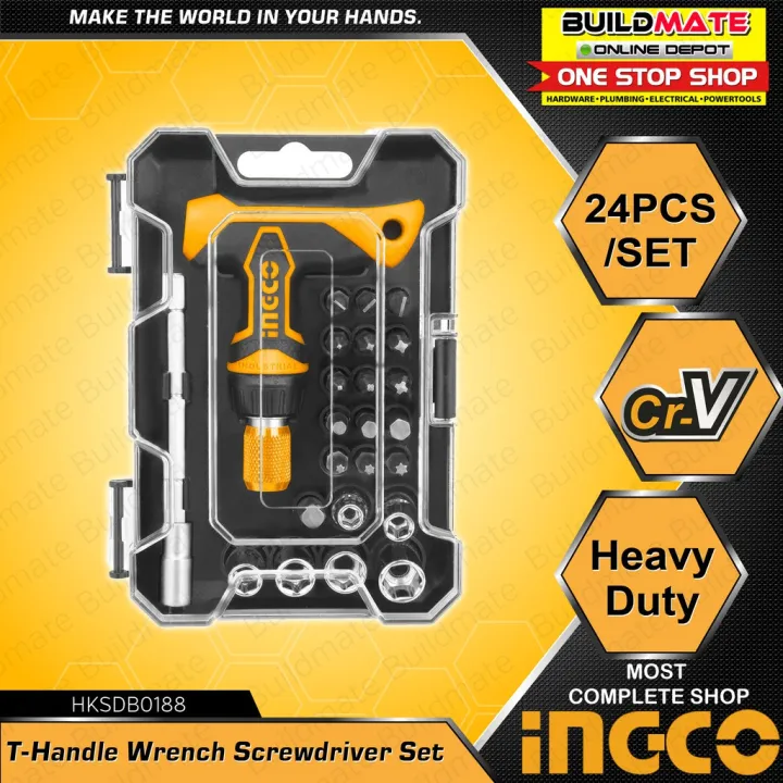 NEW INGCO 24PCS T-Handle Wrench Screwdriver Set HKSDB0188 •BUILDMATE ...