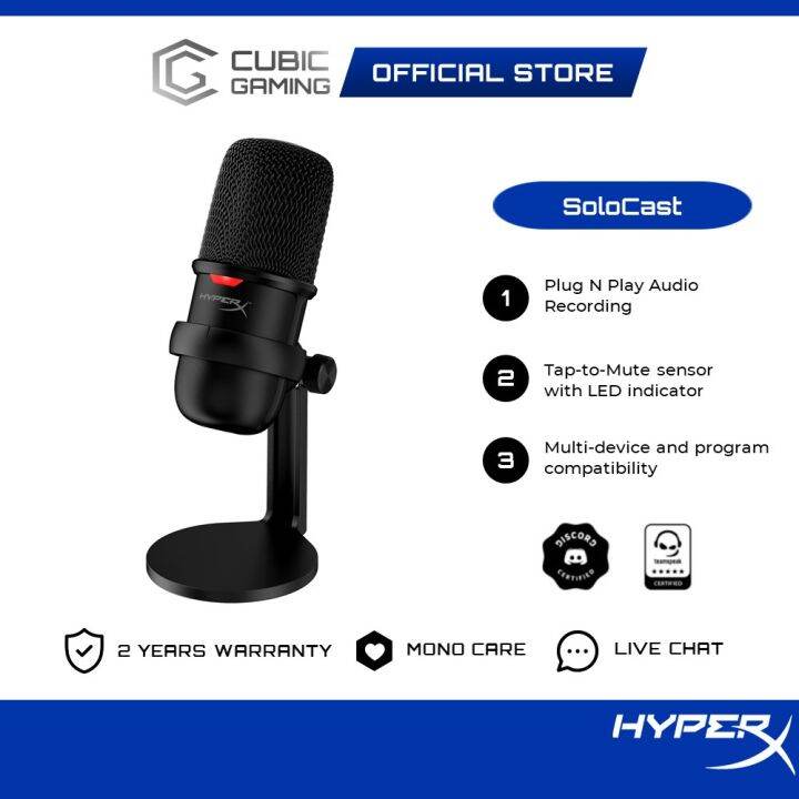 HyperX SoloCast USB Gaming Microphone for streamers and content ...