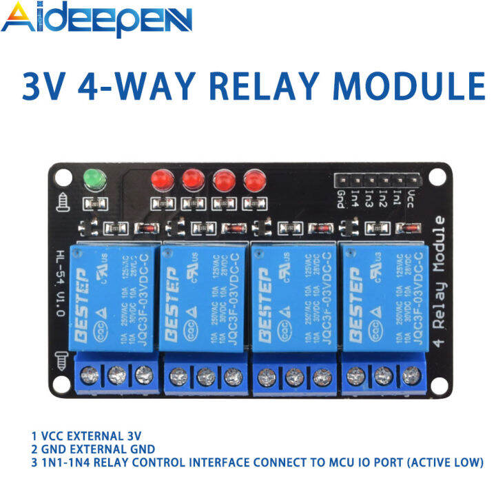 Original Aideepen 3V 4 Channel Relay Module Low Level Trigger with Light Relay Output for ...