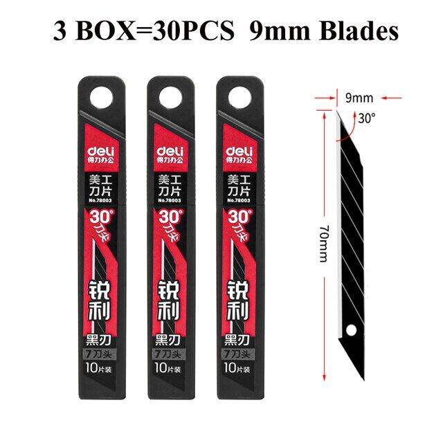 9Mm Utility Box Cutter,30 Degree Angle Sharp Precise Carbon Steel Blades Self Locking Cardboard ...