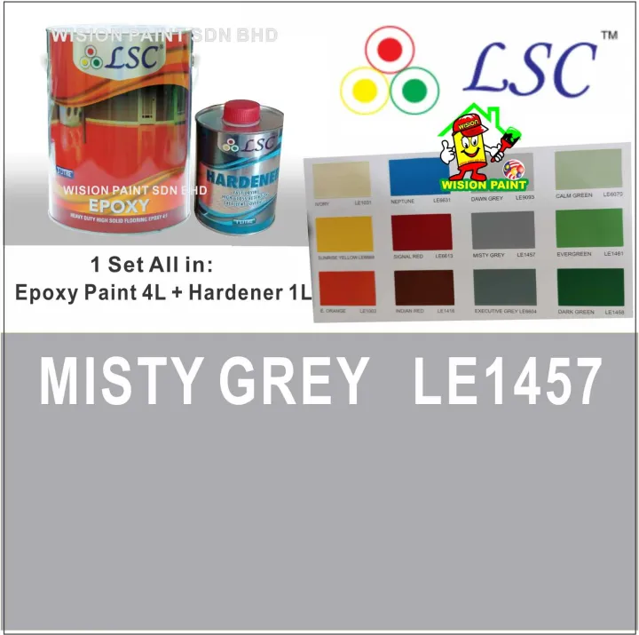 MISTY GREY LE1457 ( 5L ) LSC EPOXY PAINT FLOORING EPOXY 4L + 1L ...
