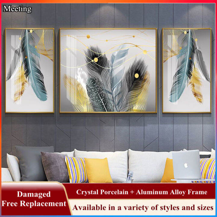 [MEETING] （50x70+70x100+50x70CM）Large Crystal Porcelain Mural Nordic ...