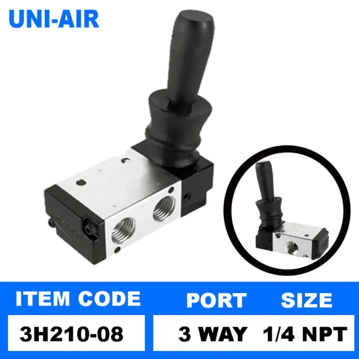 Uni-Air 3 Way 2 Position ManuAl Hand Lever Pneumatic Directional Valve ...