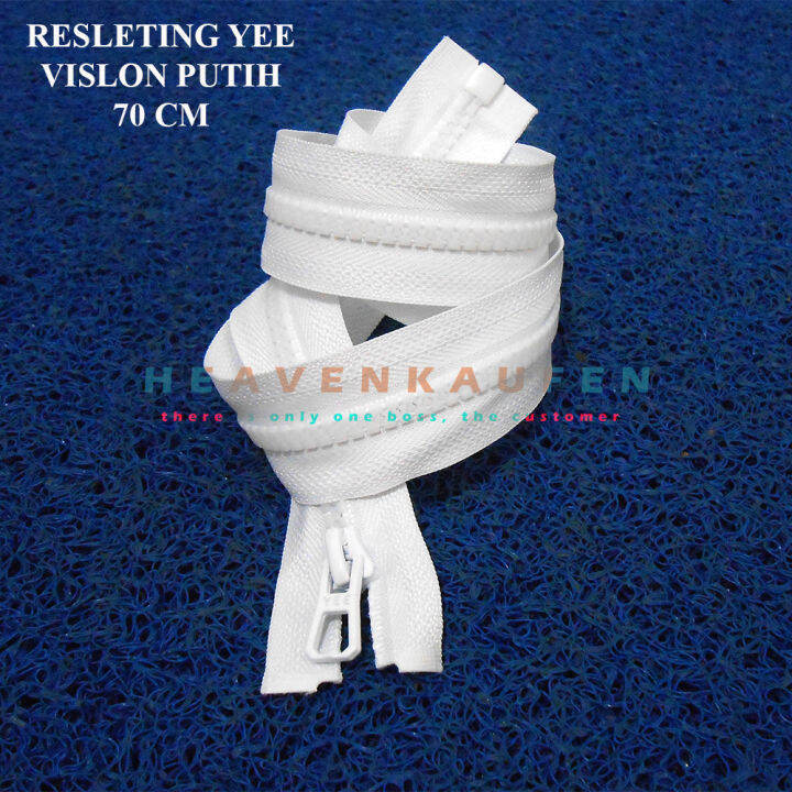 Resleting Zipper Jaket YEE type Gigi Vislon Panjang 70 cm / 28 inch Warna Putih Model Set Open ...