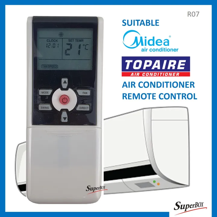 Midea / Topaire Replacement For Midea Topaire Air Cond Aircond Air Conditioner Remote Control ...