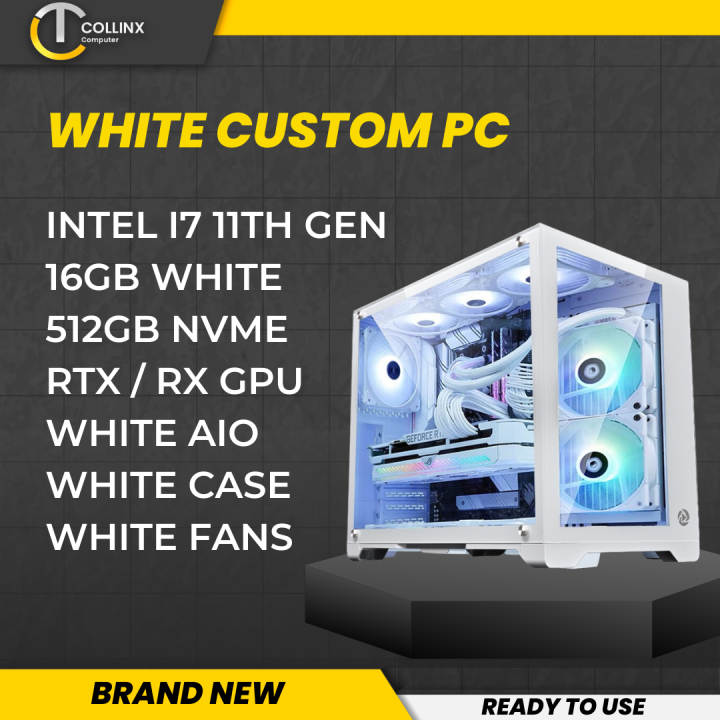 [ WHITE GAMING PC BUILD Q ] INTEL CORE I7 11TH GEN DESKTOP / 16GB RAM ...