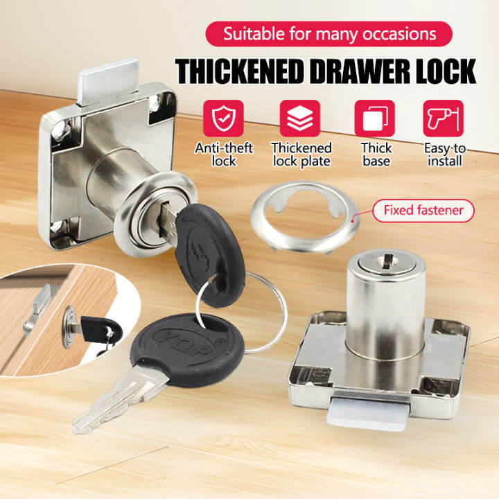 Drawer Lock With 2 Keys Desk Flat Head Drawer Lock Counter Lock Cabinet Wardrobe Lock Furniture ...
