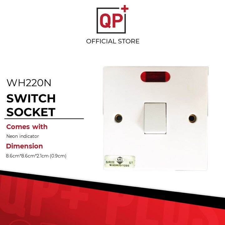 UMS WH220N 20A 250V FLUSH SWITCH WITH NEON INDICATOR SWITCH SOCKET ...
