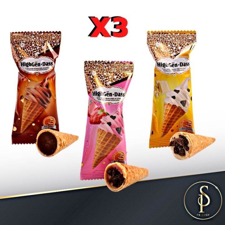 [แบ่งขาย 3 ชิ้น] Highgen-Dass ไอติมแท่งกรอบ ไส้ครีม ขนมไอศกรีมสอดไส้บิ ...