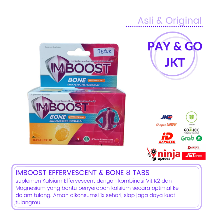 IMBOOST BONE EFFERVESCENT SUPLEMEN TULANG DAN GIGI 8 TABLET RASA JERUK ...