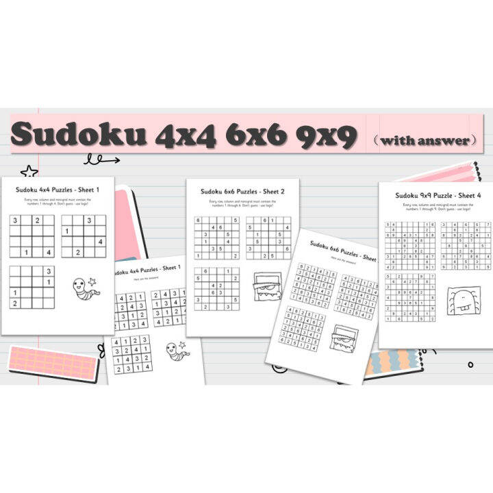 26 pages Sudoku 4x4 6x6 9x9 （with answer） Worksheet for Pre-school PDF ...