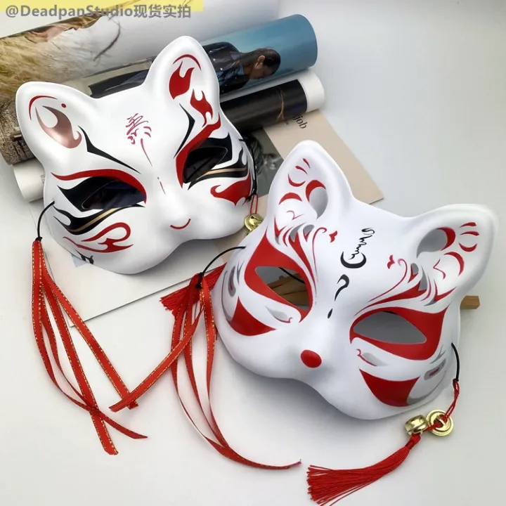 Douyin painted Japanese style and wind fox mask half face ancient style ...