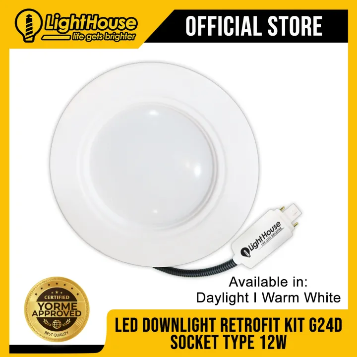 LIGHTHOUSE LED Downlight Retrofit Kit 12W G24D SOCKET TYPE DAY LIGHT ...