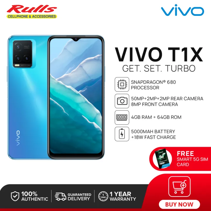 Vivo T1x Cellphone | 4GB RAM+64GB ROM | Snapdragon 680 | 50MP Main ...