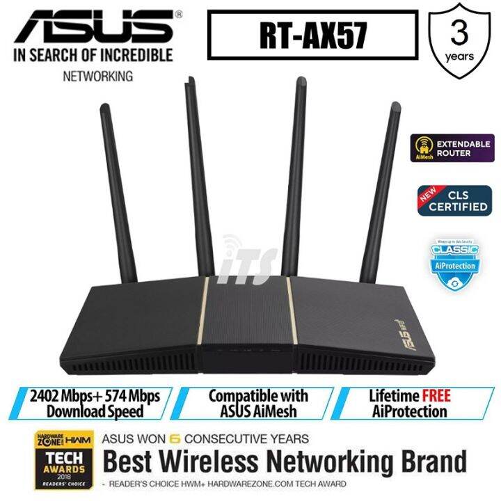 Asus AX3000 Dual Band WiFi 6 (802.11ax) Router supporting MU-MIMO ...