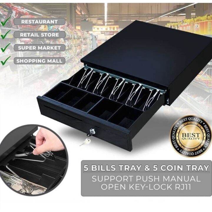 5 Bills Grid Coins Electronic POS Cash Drawer Box Storage Stall ...