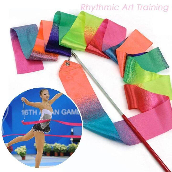 SERCH 10 Colors Gymnastics Ribbon Twirling Rod Rainbow Stick Rhythmic ...