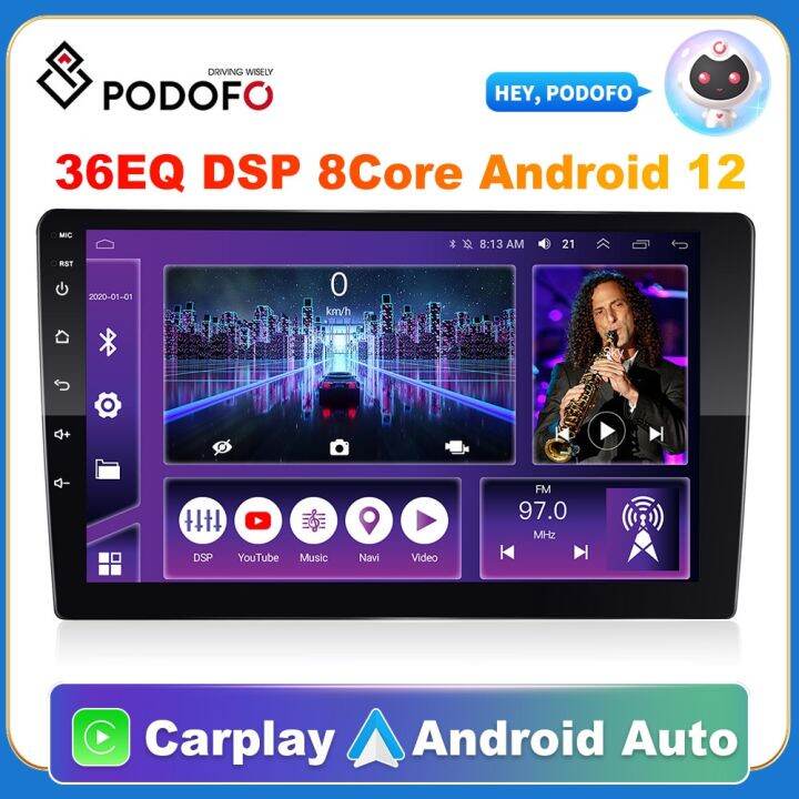 Podofo 8 Core 4 + 64G วิทยุติดรถยนต์2 Din Android 12เครื่องเล่นมัลติมีเดียจีพีเอส Autoradio 4G ...