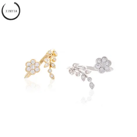 ashion Diamonds Adjustable Rings Flower Leaves Finger Rings | Lazada.co.th