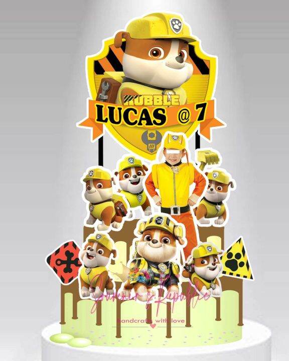 Paw Patrol Rubble Personalized Cake Topper Set | Lazada PH