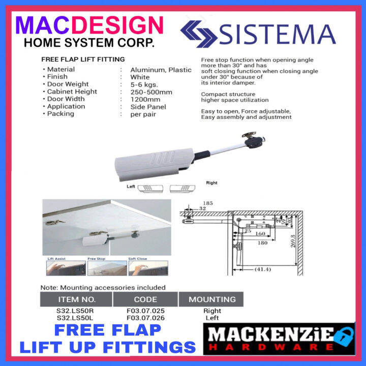SISTEMA FREE FLAP LIFT UP FITTINGS MACDESIGN HOME (OFFICIAL SELLER ...