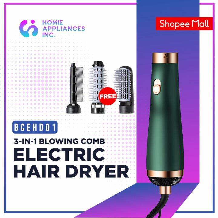 Homie BCEHD01 3in1 Blowing Comb Electric Hair Dryer Blower Professional ...