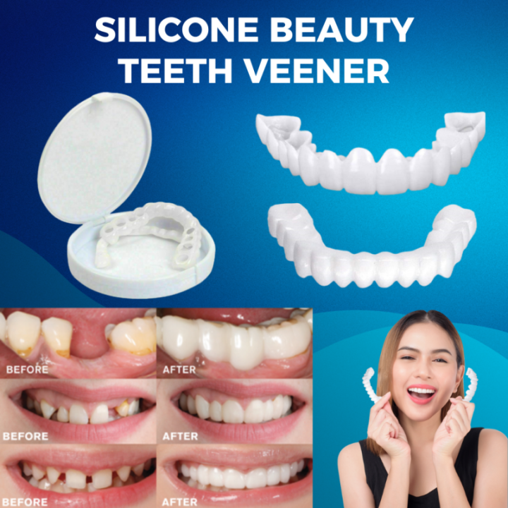 【HEXA SHOP】2Pair Fake Tooth Kit Perfect Smile Denture Fit Flex Cosmetic ...