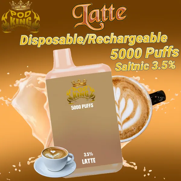 POD KING SUPREME Rechargeable Disposable PUFF PLUS 5000 Puffs(LATTE ...