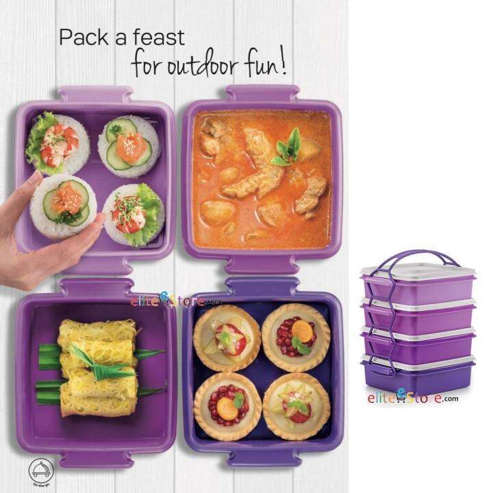 Tupperware Goody Box with cariolier [PURPLE/ 4 Layers] Stackable ...