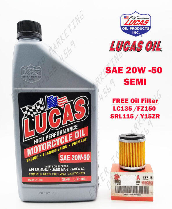 Lucas oil SAE 20W50 semi MINYAK HITAM motercycle oil Y15 LC135 RS150 ...