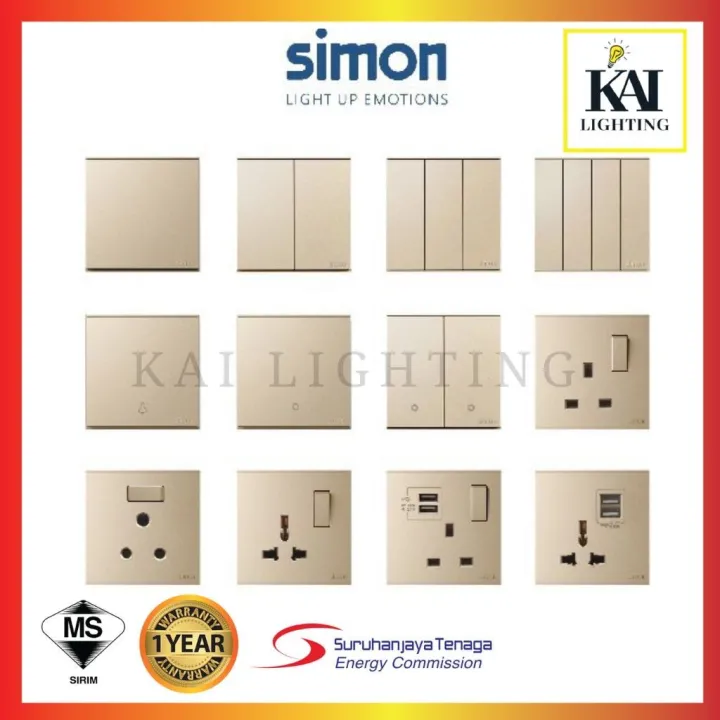 Simon E6 Series Champagne Switch / Switches & Socket Outlet Champagne ...