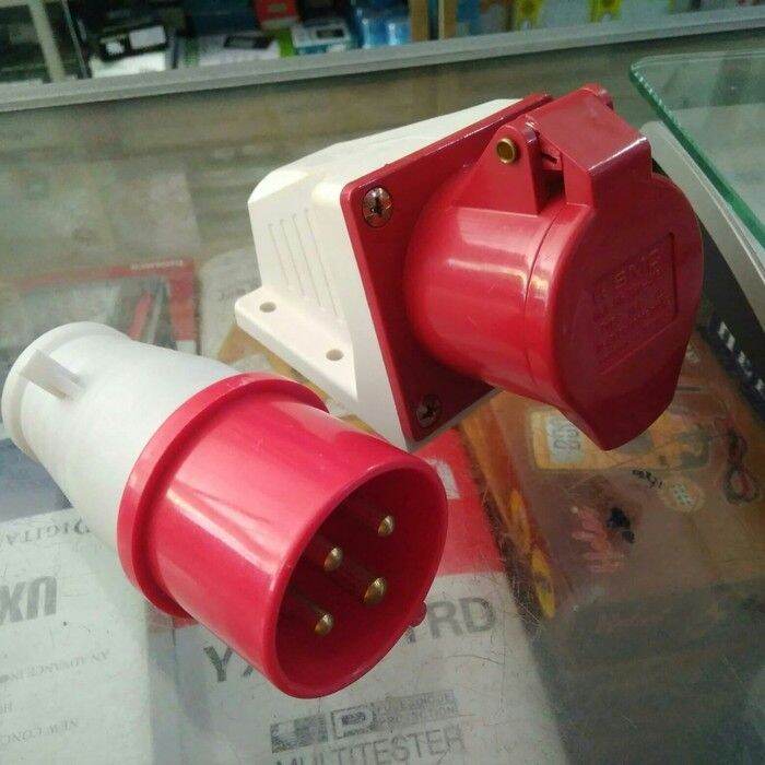 Steker + Stop Kontak Industri Surface Mounting 5K 5 Kaki 5 Pin 32A Wall ...