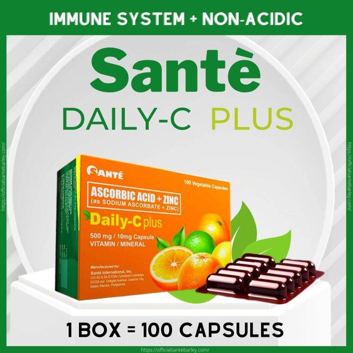 Sante Daily - C Plus Ascorbic Acid + Zinc (100 Capsules) 500 mg/10 mg ...