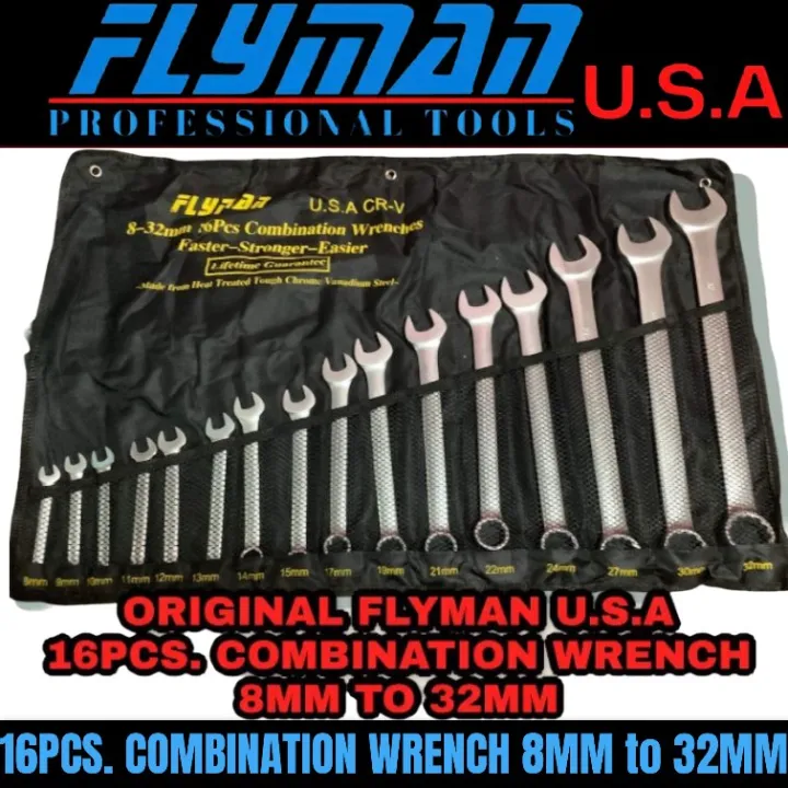 Flyman Tools 16PCS SET COMBINATION WRENCH / SIZE 8mm to 32mm SET size 8MM 10MM 11MM 12MM 13MM ...