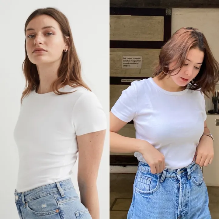 H&M ribbed top regular shirt (REUPLOAD) | Lazada PH